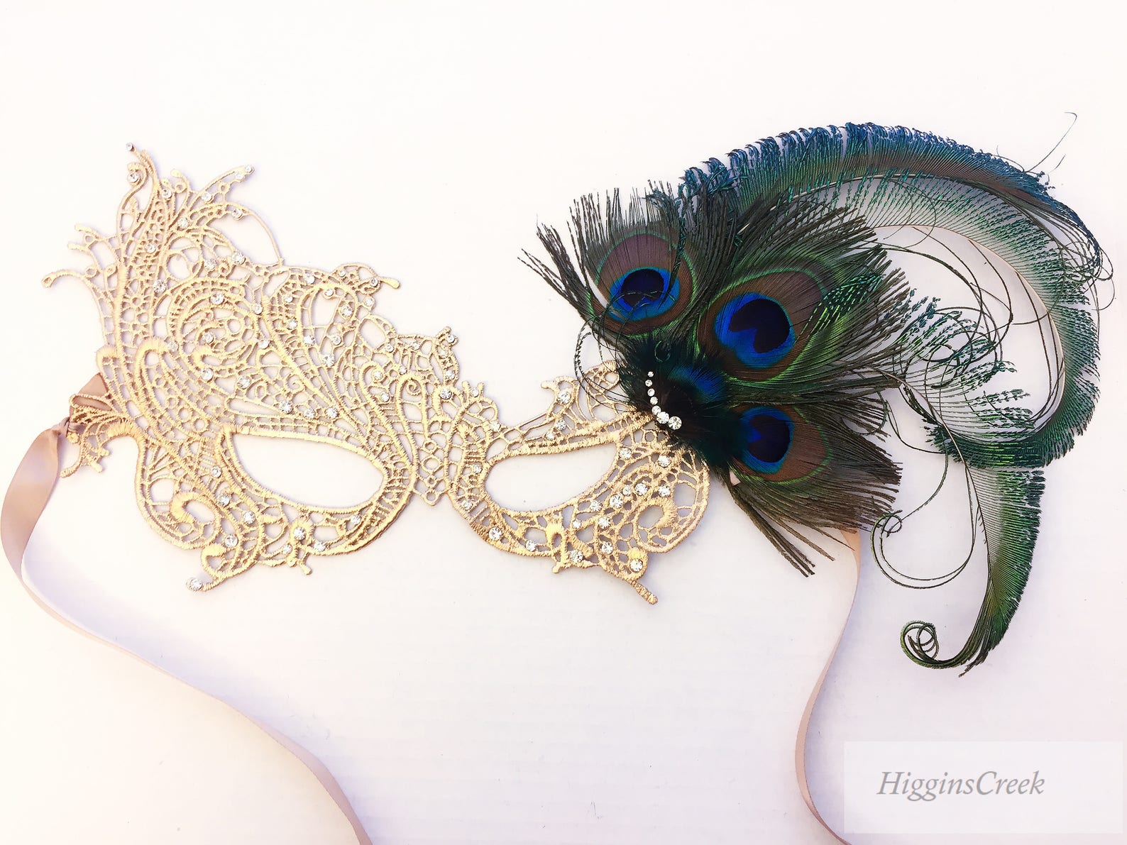 Women Masquerade Mask Feather Lace Mask With Rhinestones - Etsy