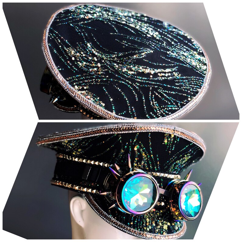 Gold Rave Captain Hat With Steampunk Goggles Multicolor - Etsy