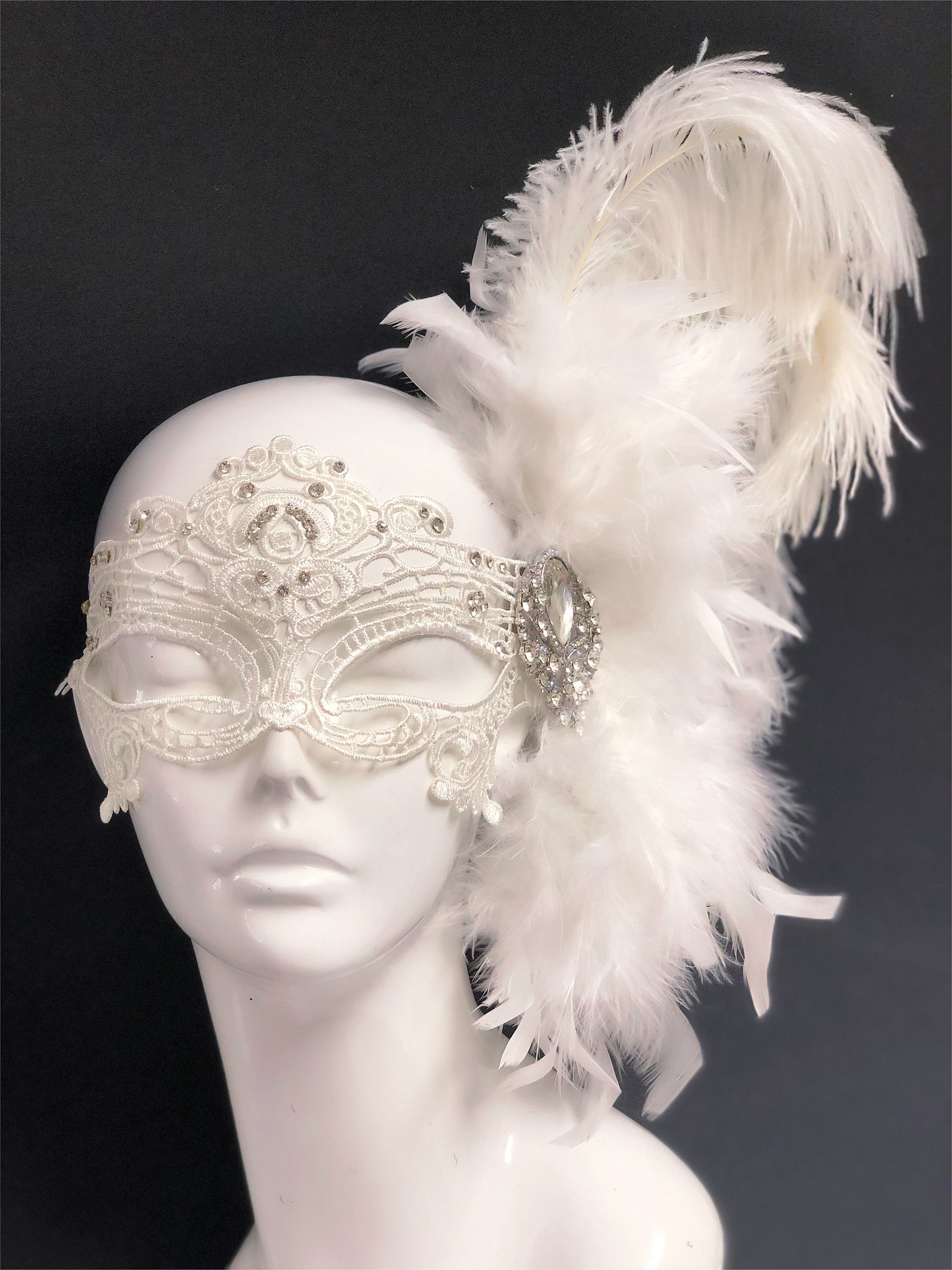 White Masquerade Mask Woman Diner En Blanc Masks White Wedding Masks ...