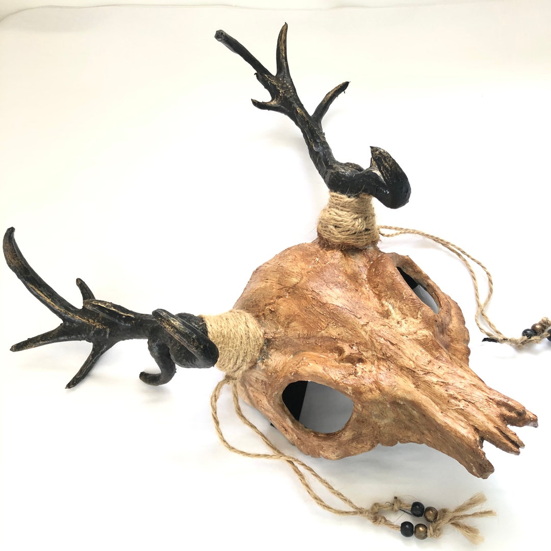 Deer Antler Pagan Ritual Skull Headdress, Samhain Witch Gaelic Festival ...