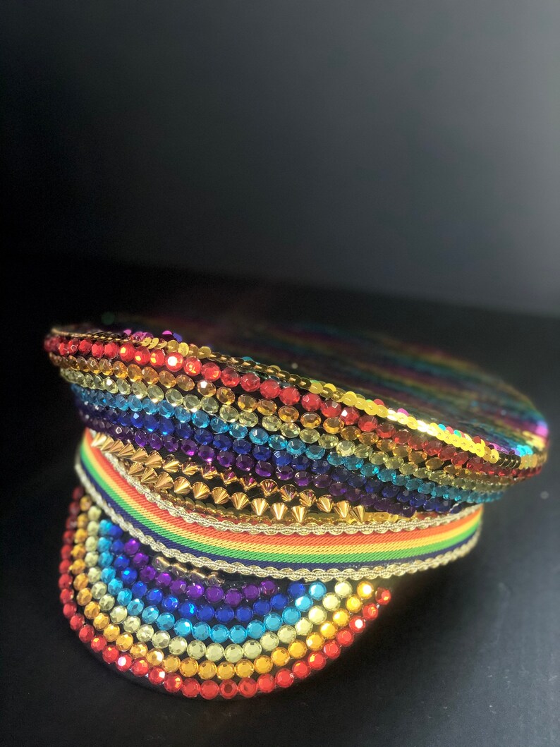 Rainbow Gay Pride Festival Hat Rave captain hat birthday | Etsy