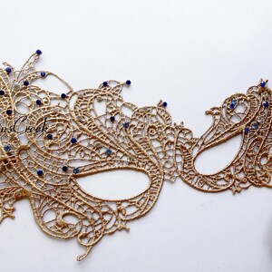 Masquerade Mask Woman in Elegant Gold Lace Studded With Rhinestones for ...