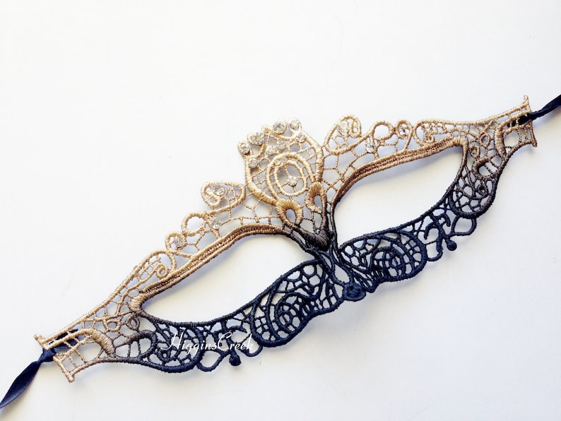 Womens Black Masquerade Mask, Simple Elegant Lace Mask With Rhinestones ...