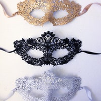Black Laser Cut Venetian Phentom Mask Masquerade W/ Blue Rhinestones ...
