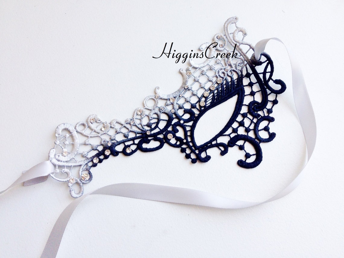 Half Face Lace Mask With Rhinestones for Masquerade Balls, Prom Gowns ...