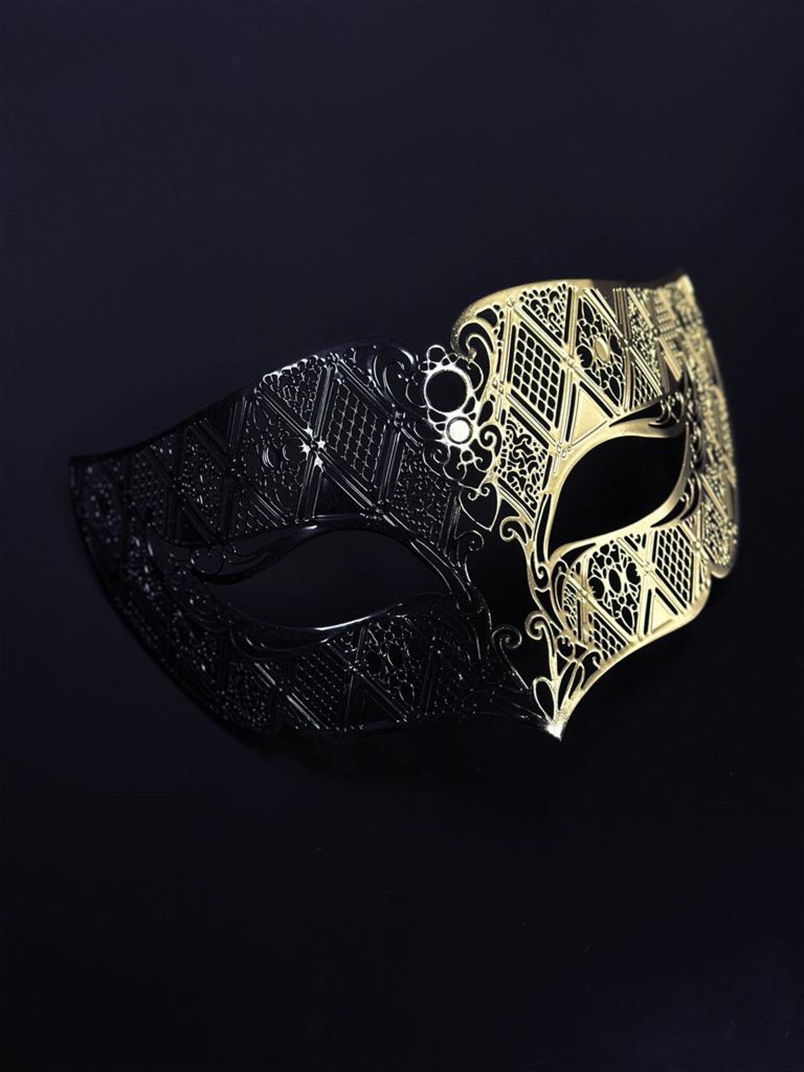 Black Gold Mens Masquerade Mask Set, Mens Prom Masks, Venetian Masks ...
