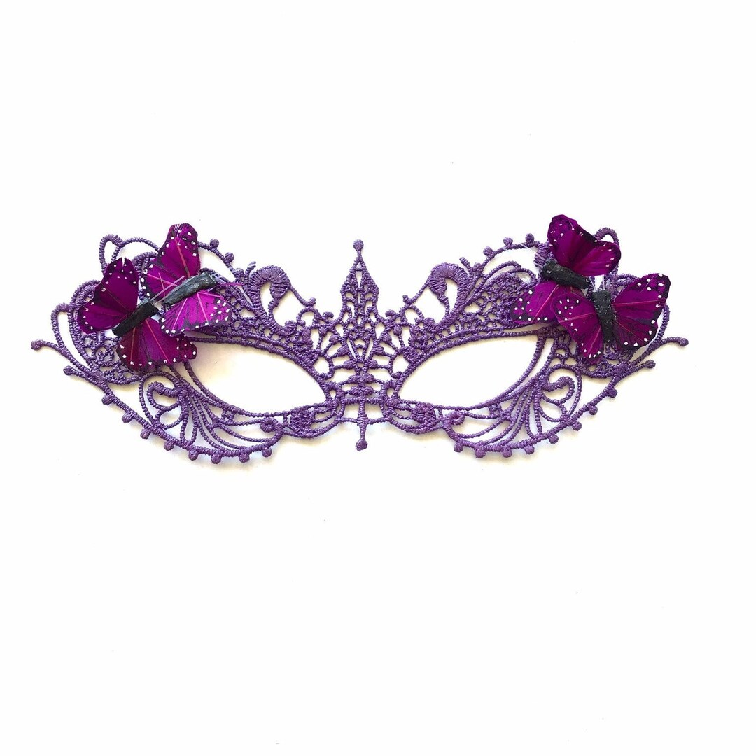 Purple Masquerade Mask L Purple Women Lace Mask L Purple Butterfly Mask ...