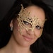 Half Face Masquerade Mask With Silver Chains and Rhinestones for Women ...