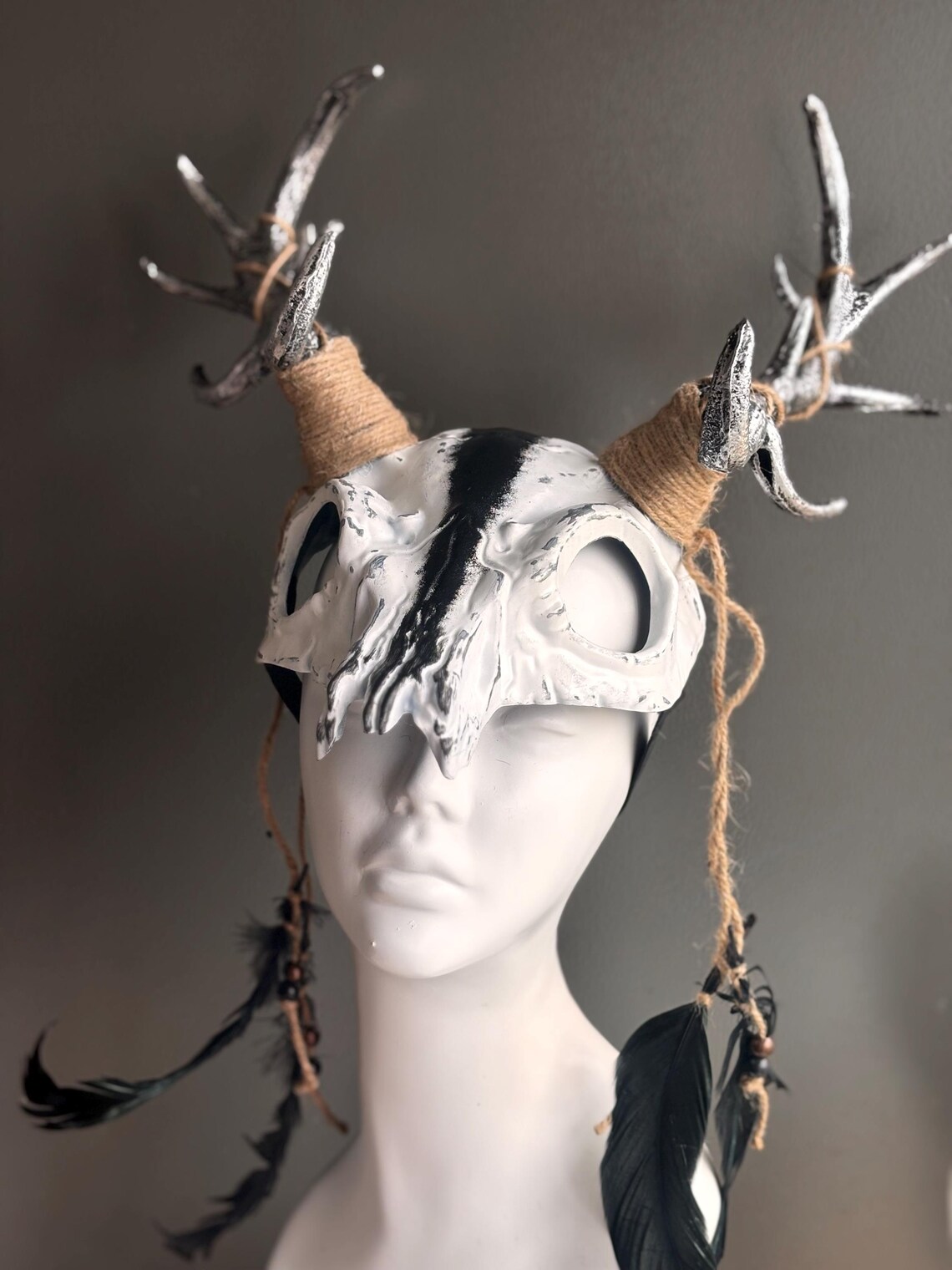 Viking Headdress Deer Antler Wendigo Headpiece Shaman Ancestral ...