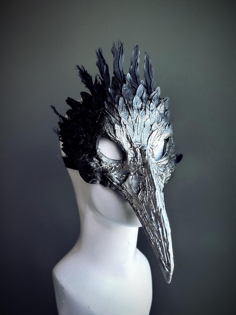 Gold Plague Doctor Masquerade Mask Raven Skull Crow Skull Feather Masks ...