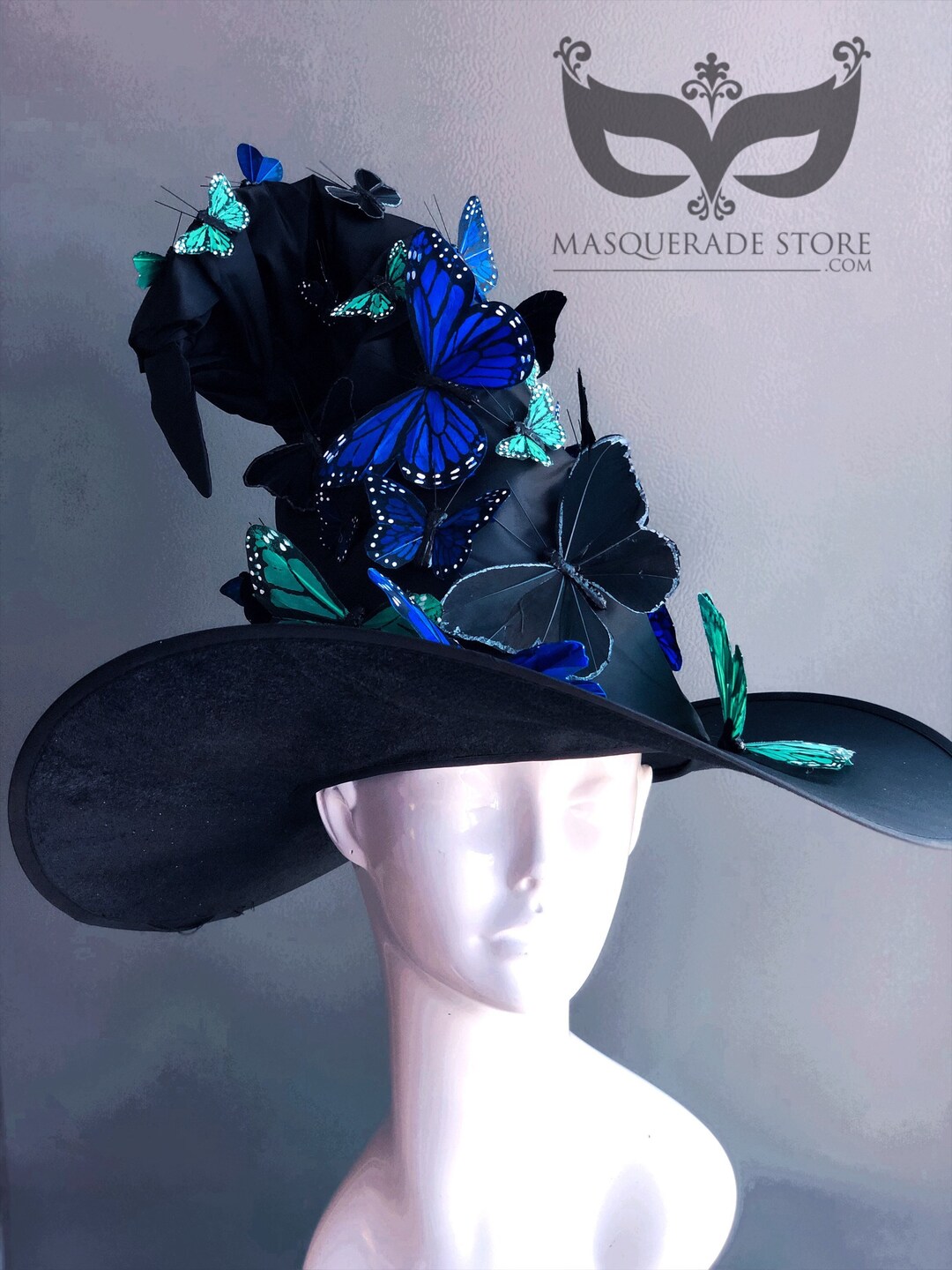 Adult Halloween Witch Costume Black Pointy Wide Brim Witch Hat - Etsy