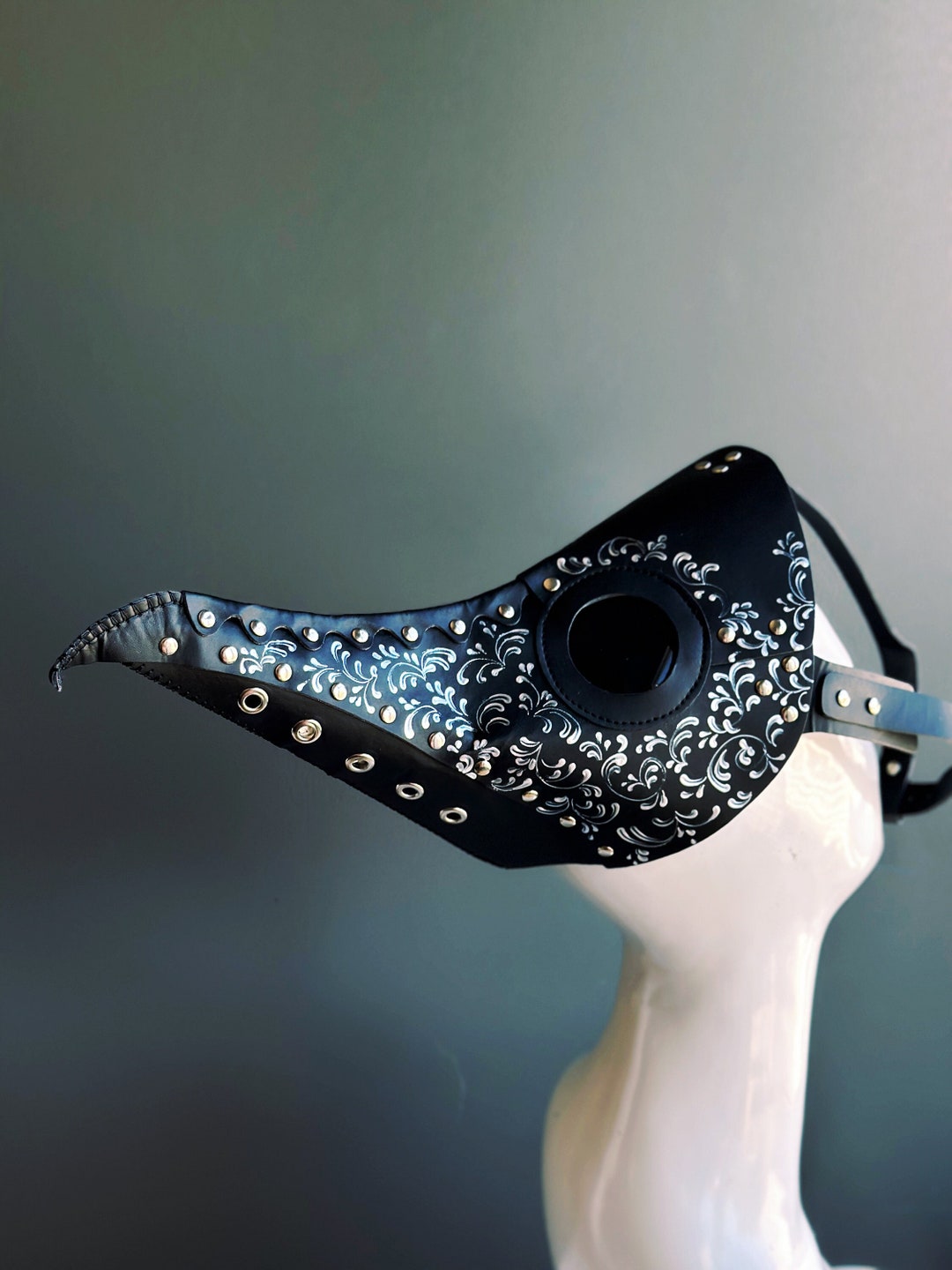 Black Plague Doctor Mask Hat Masquerade Mask Faux Leather Plague Bird ...