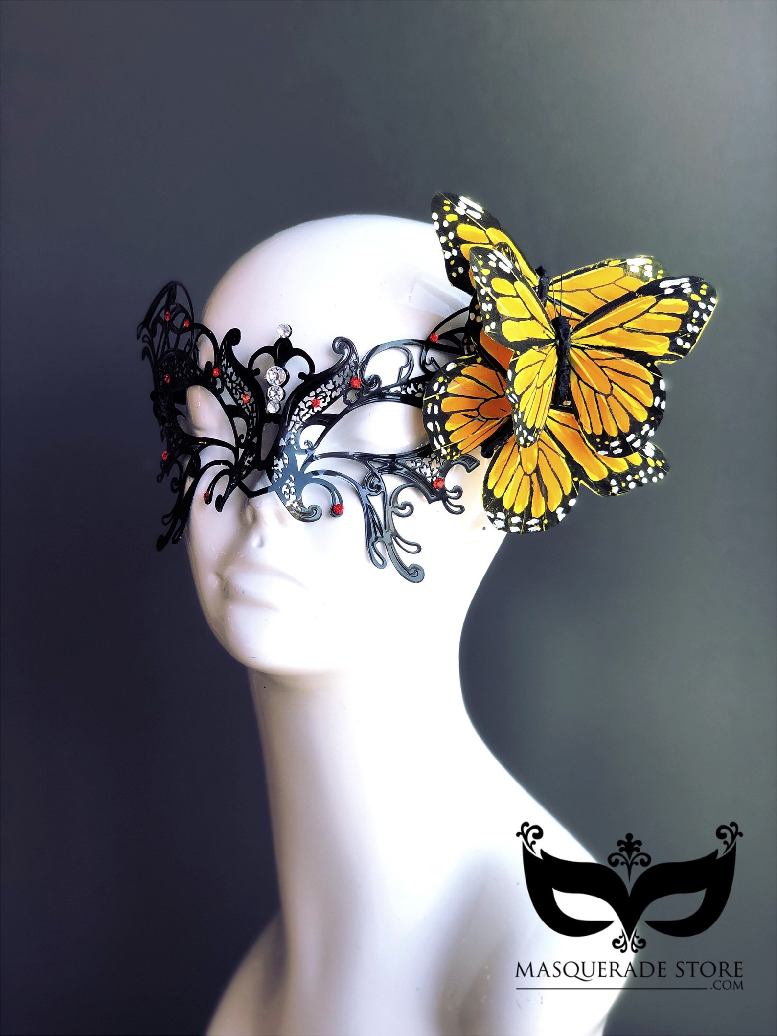 Masquerade Mask With Butterflies Black Metal Mask Butterfly - Etsy