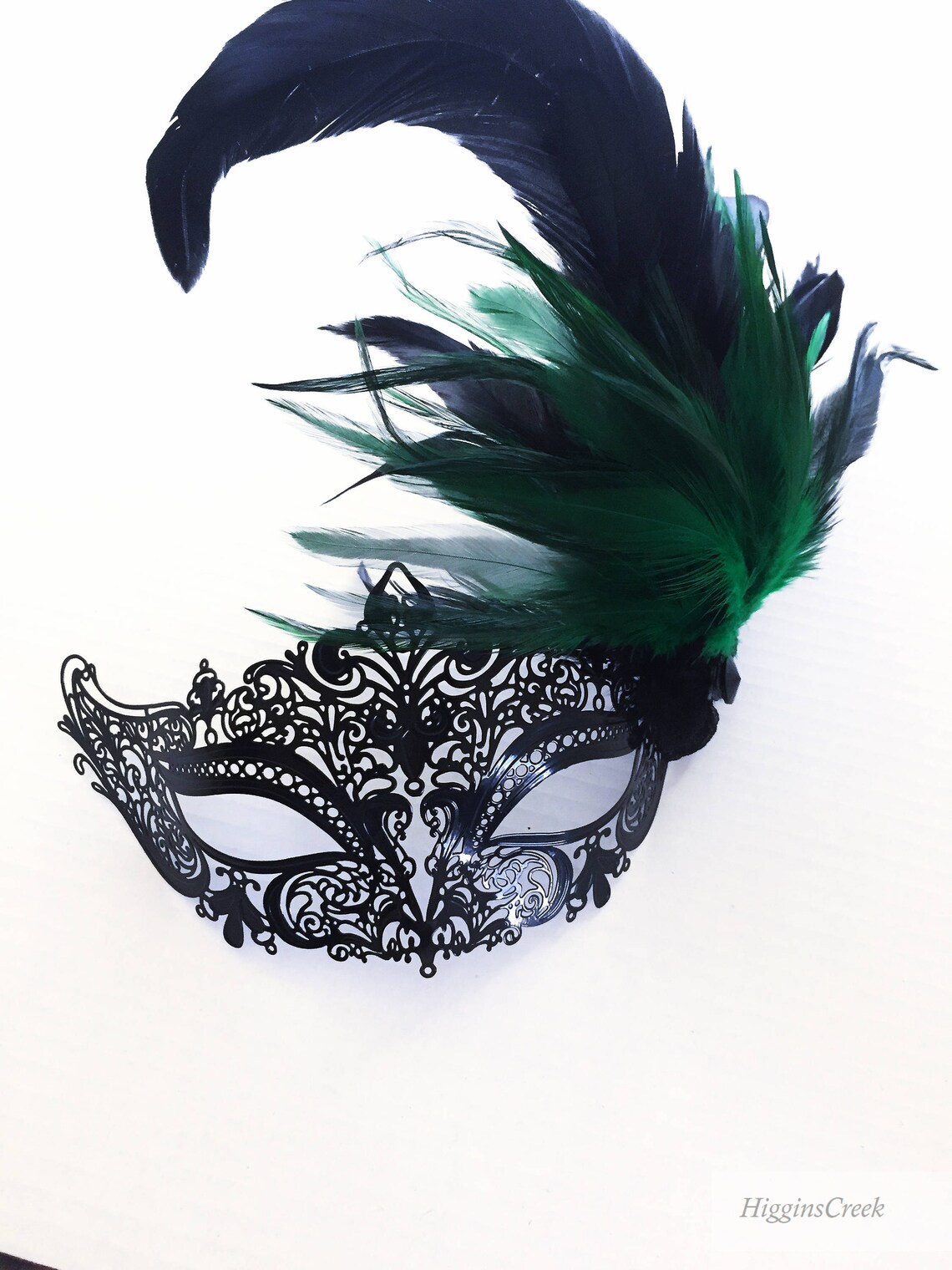 Emerald Green Masquerade Mask Women Feather Mask, Green Mardi Gras ...