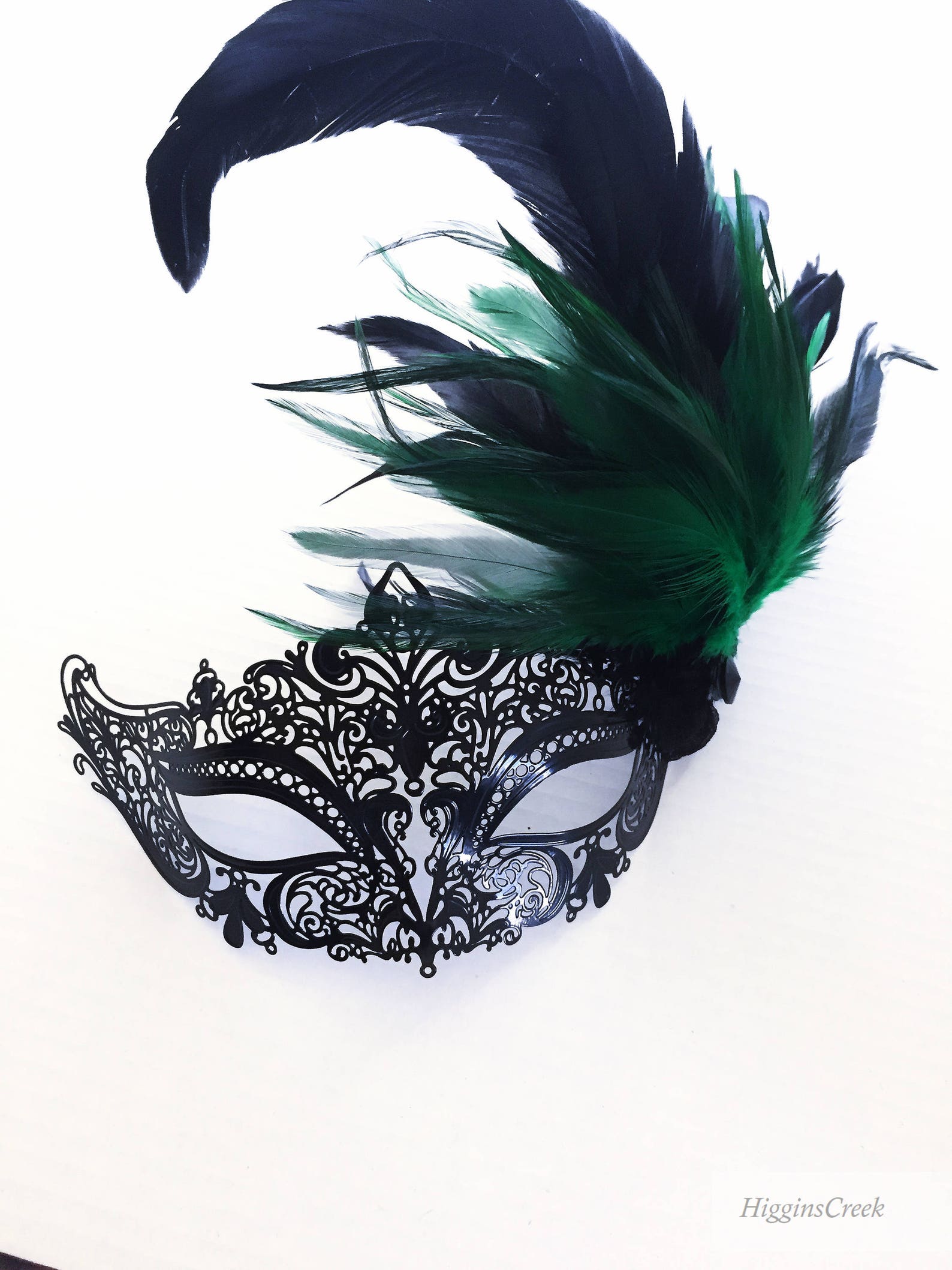 Emerald Green Masquerade Mask Women Feather Mask, Green Mardi Gras ...