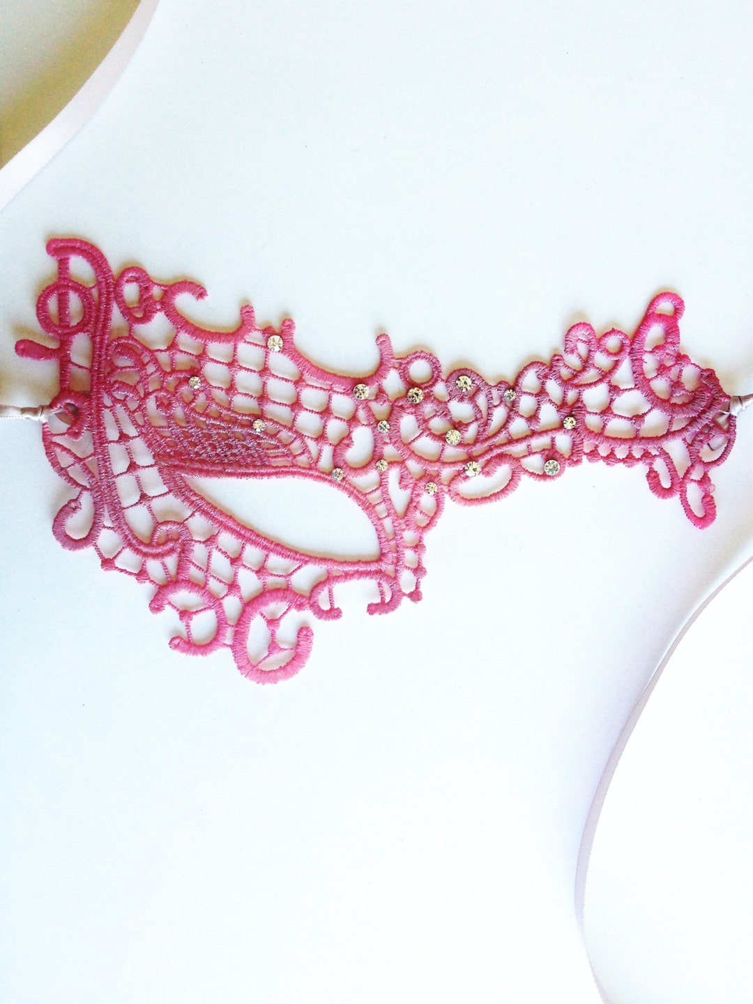 Pink Phantom Mask for Women, Halloween Pink Mask, Half Face Masquerade ...
