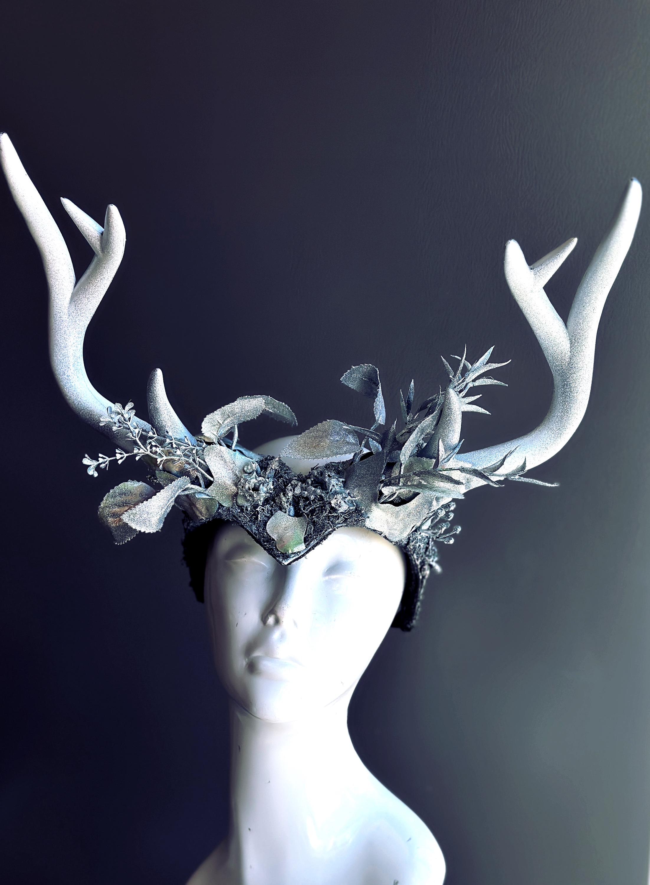 Gold Deer Antler Headdress Gold Ritual Crown Antler Headpiece L ...