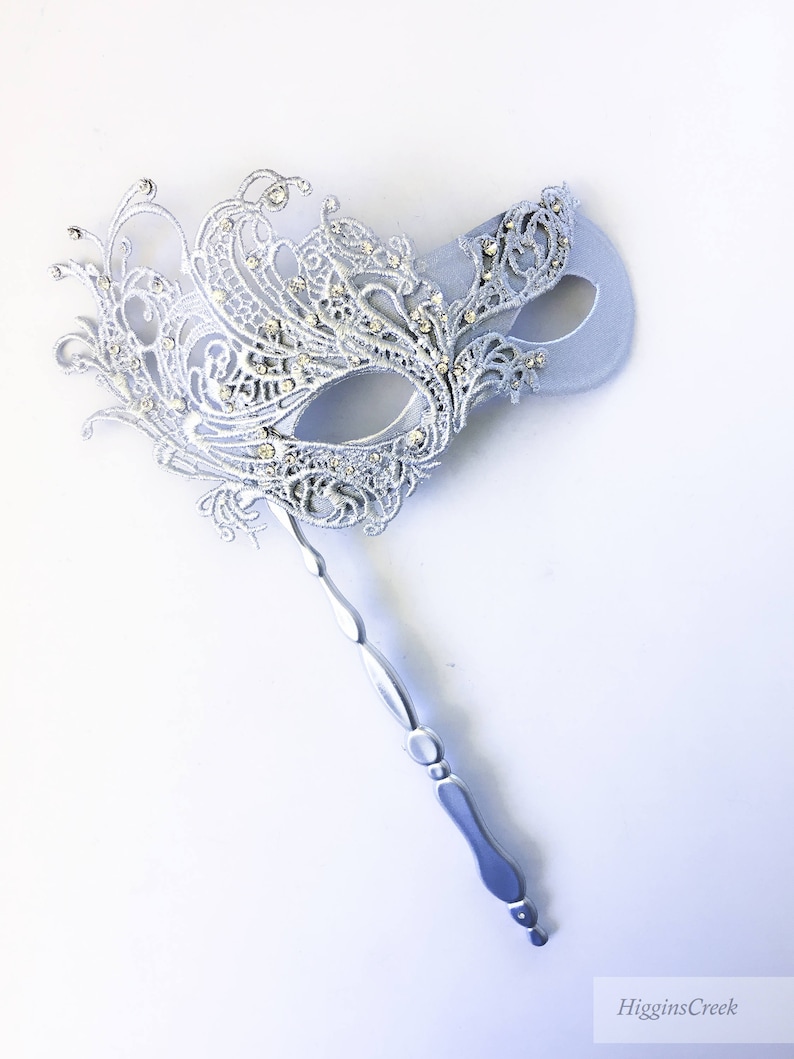 Silver Goddess Luxury Masquerade Mask With Handheld Stick and - Etsy