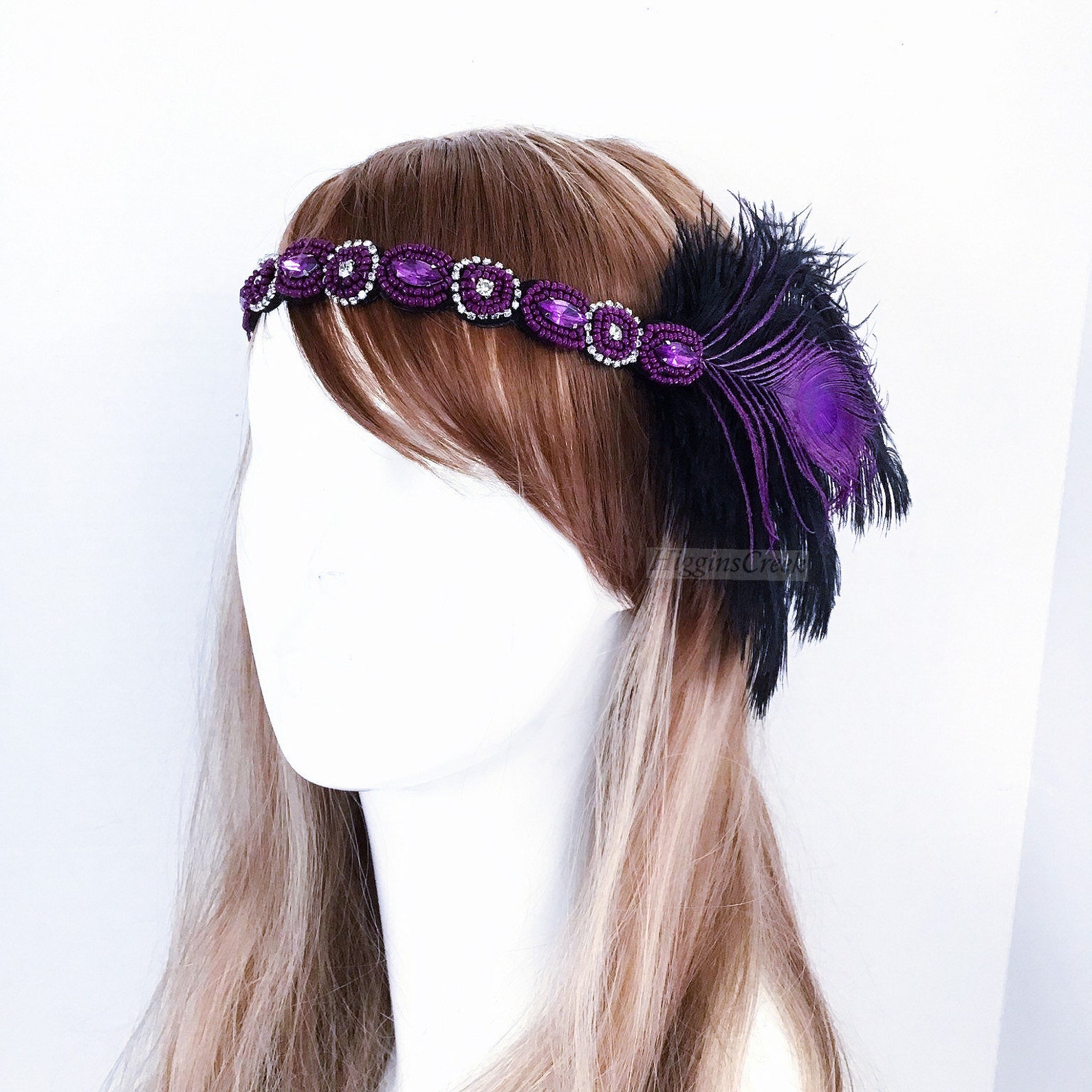 Black Purple Flapper Girl Headpiece Roaring 20's - Etsy