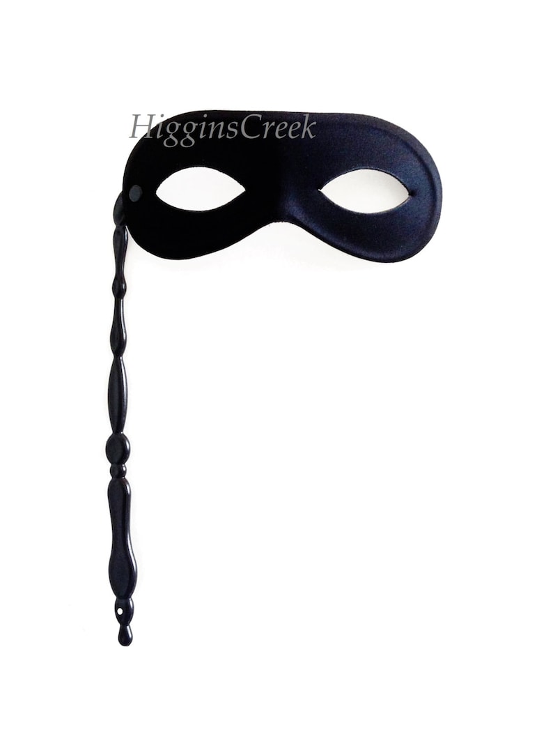 Handheld Masquerade Mask With Stick Simple Black Mask With Stick ...