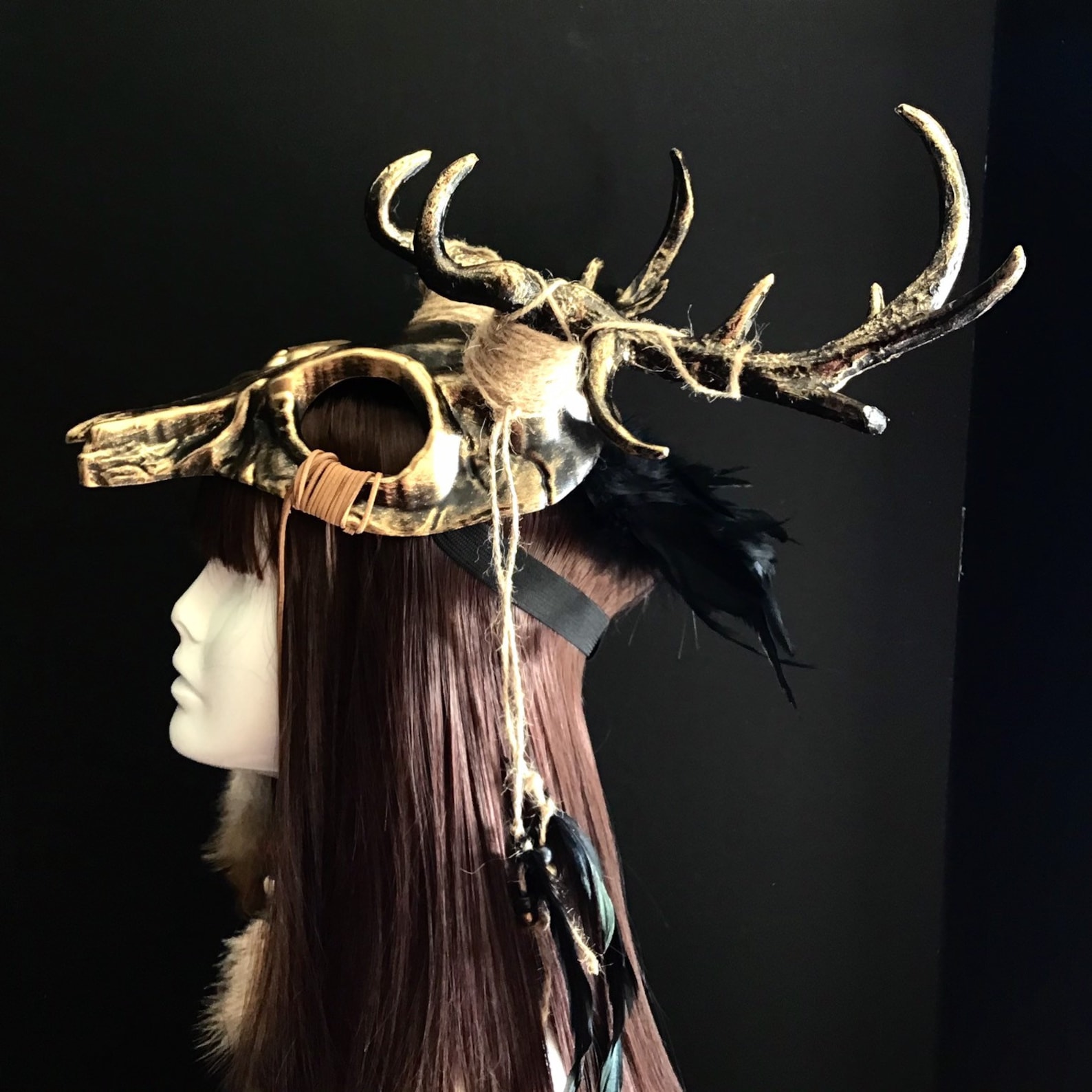 Deer Skull Masquerade Mask Gold/black Viking Skull Headpiece | Etsy Canada