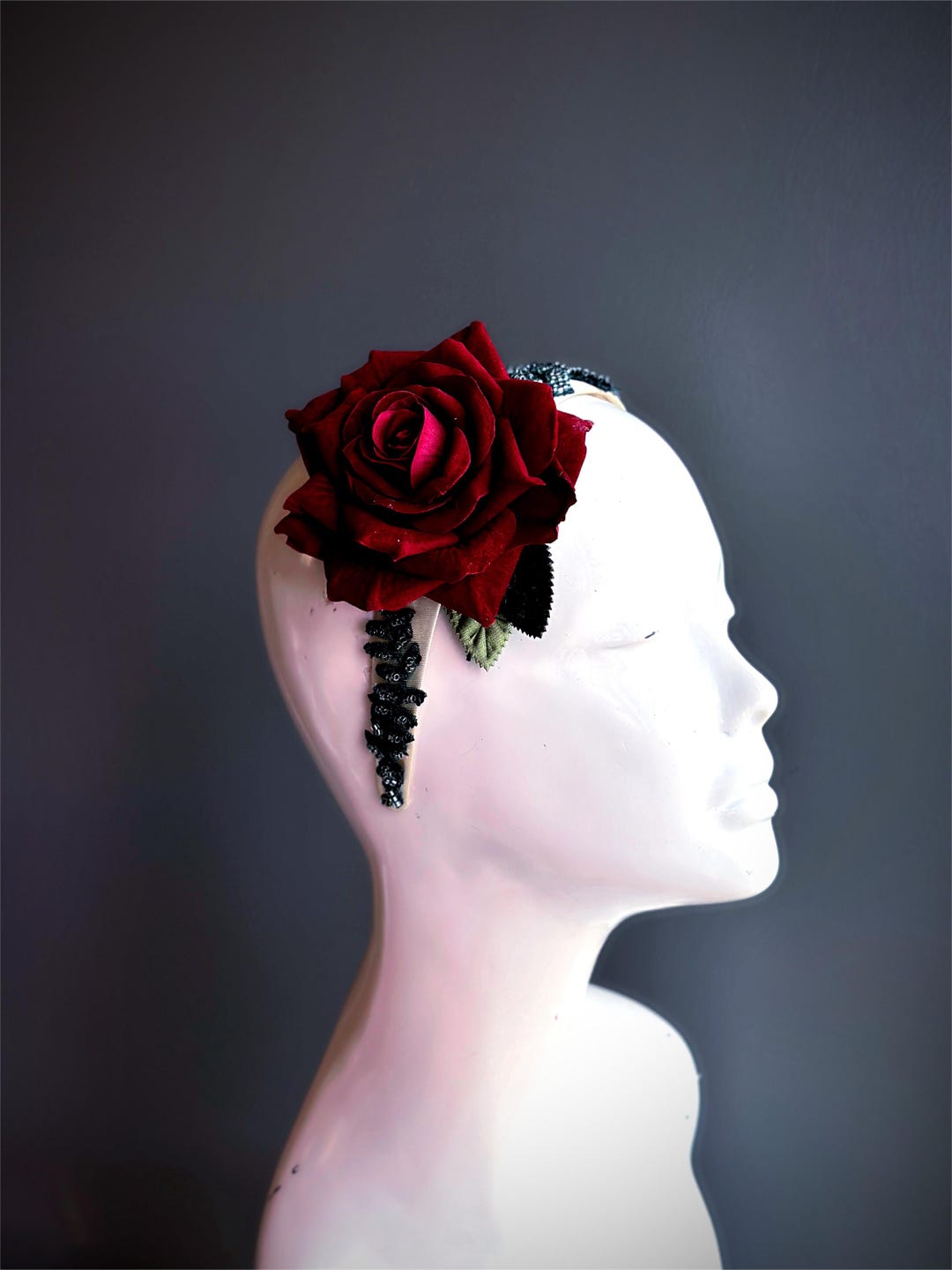 Red Velvet Rose Fascinator Vintage Fascinator Wedding Fascinator Derby ...