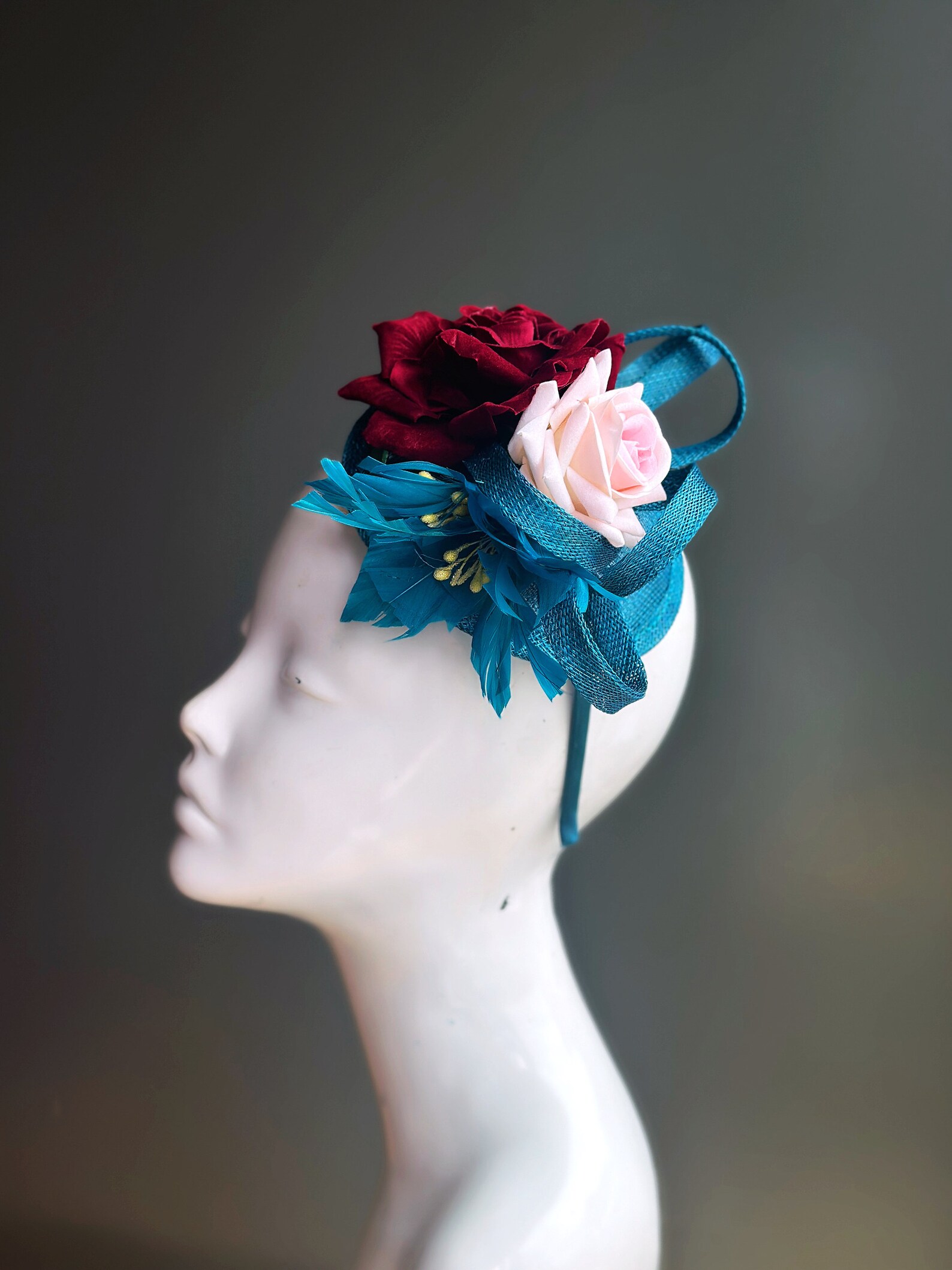 Tesl Fascinator Hat Red Rose Tea Party Hat Flower Hat Headpiece - Etsy UK