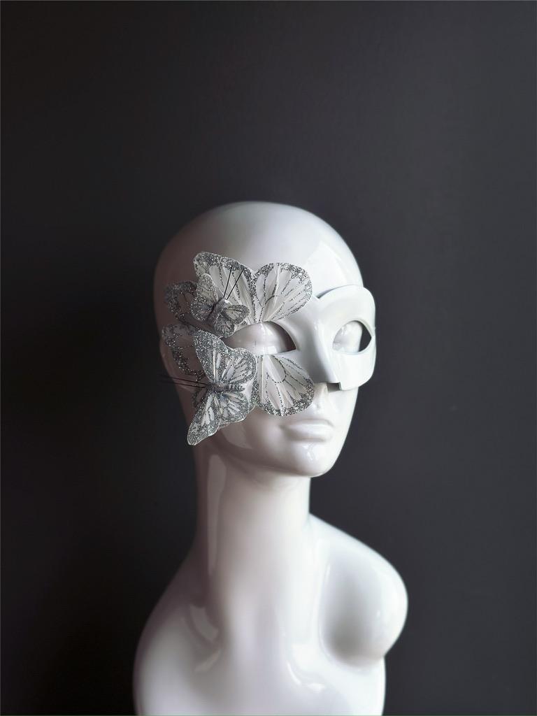 White & Silver Butterfly Masquerade Mask - Etsy