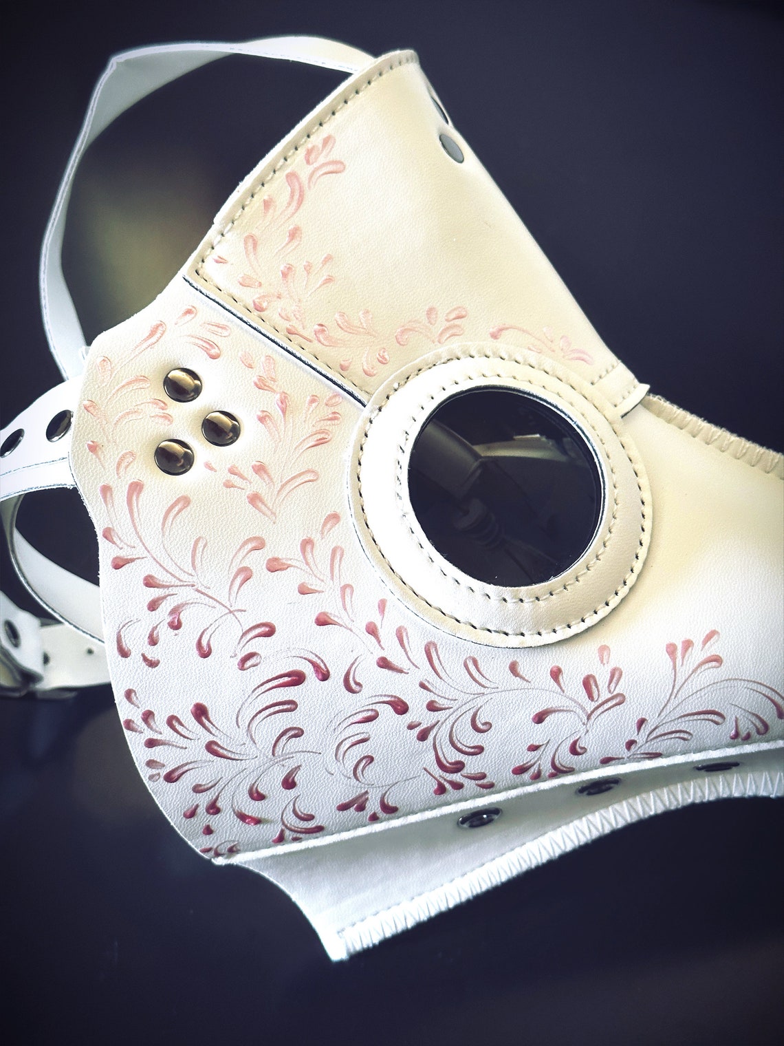 Plague Mask Halloween Costume Vegan Leather - White/pink - Adult - Etsy