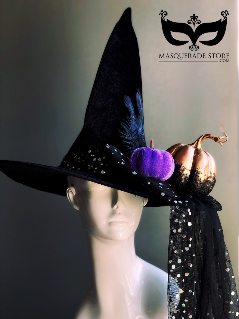 Black Witch Hat PUMPKIN Hat Witch Hat Wizard Hat Pointy Hat - Etsy