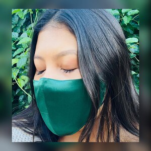 EMERALD GREEN Silk Face Mask Women Luxury Fabric Face Mask Face Cover ...