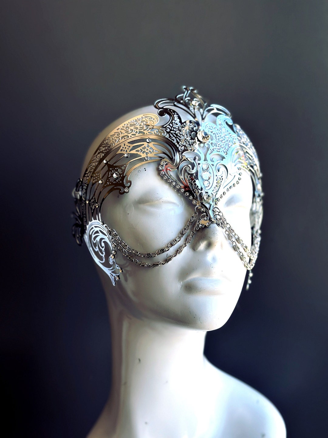 Women's Goddess Masquerade Mask With Chains Silver - Etsy