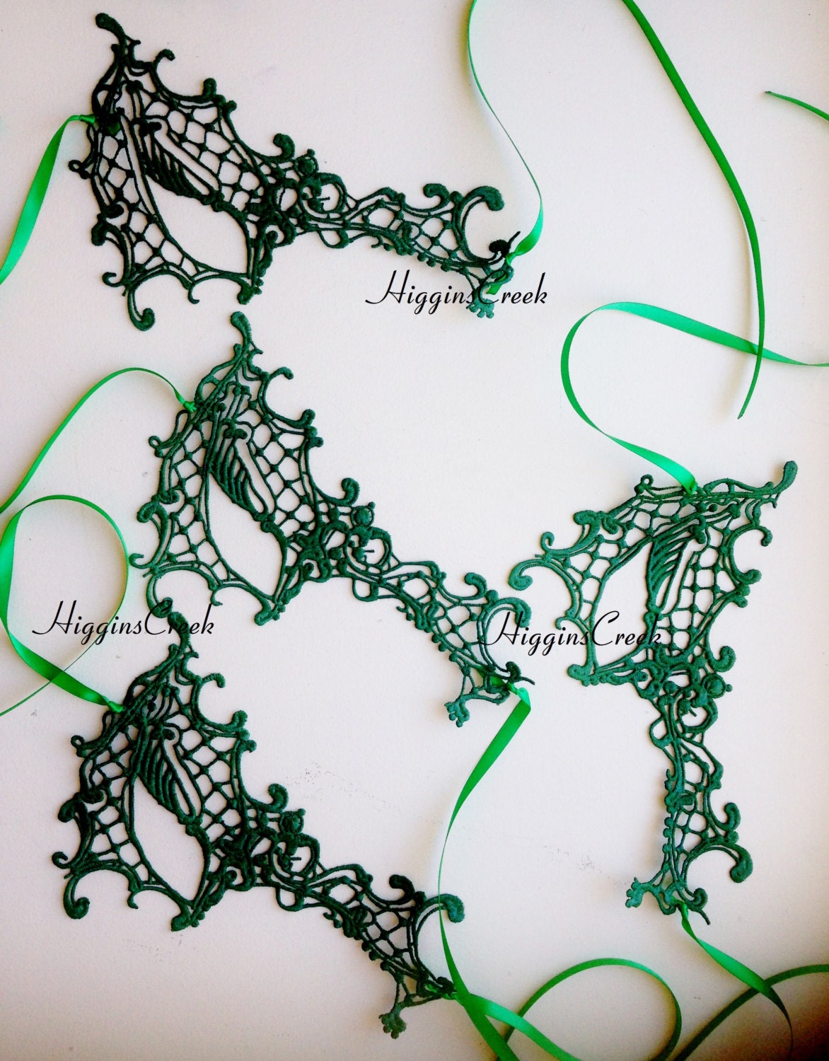 Emerald Green Lace Mask, Dark Green Masquerade Mask, Green Mardi Gras ...