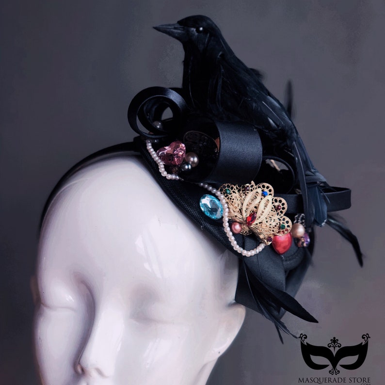 Crow Fascinator - Raven Hat - Crow and Trinkets - Halloween Hat - Etsy