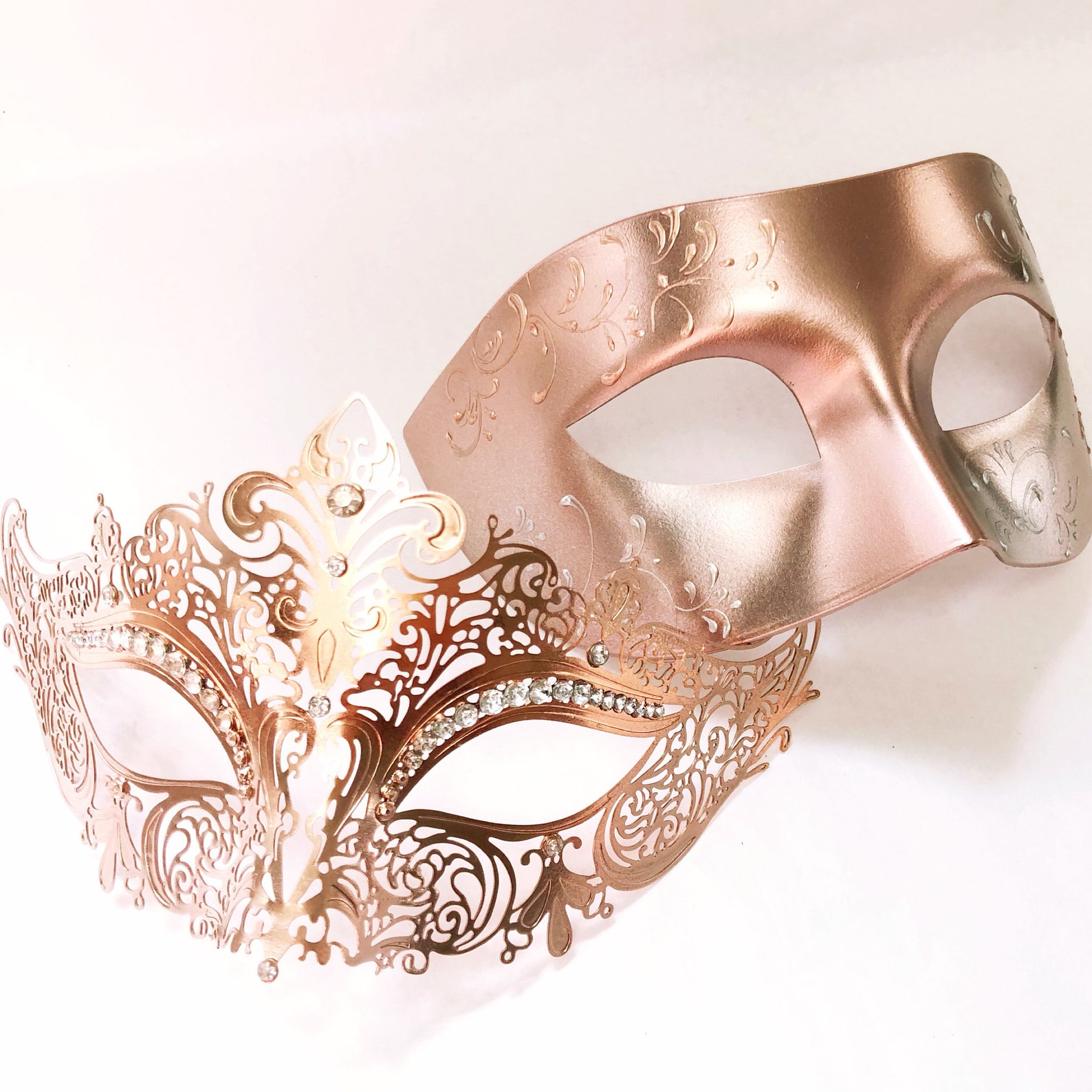 Rose Gold Masquerade Mask Feathers Masquerade Mask for Women | Etsy