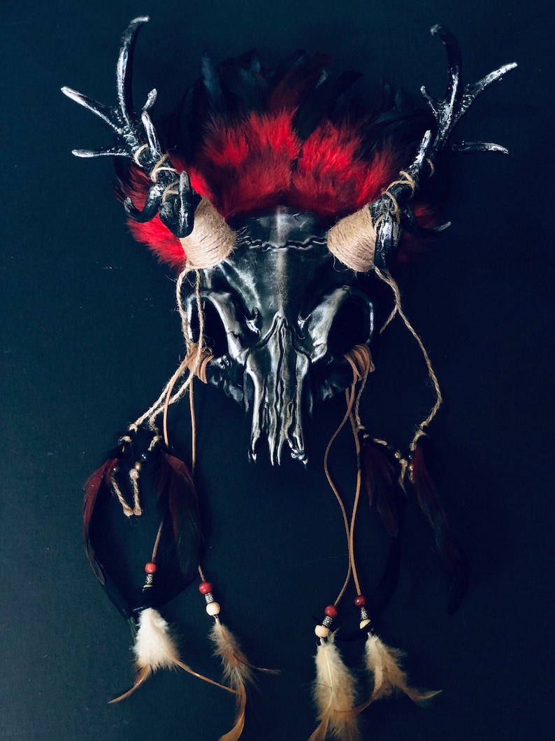 Deer Skull Mask Halloween Ritual Headdress Samhain Festival Viking Horn ...