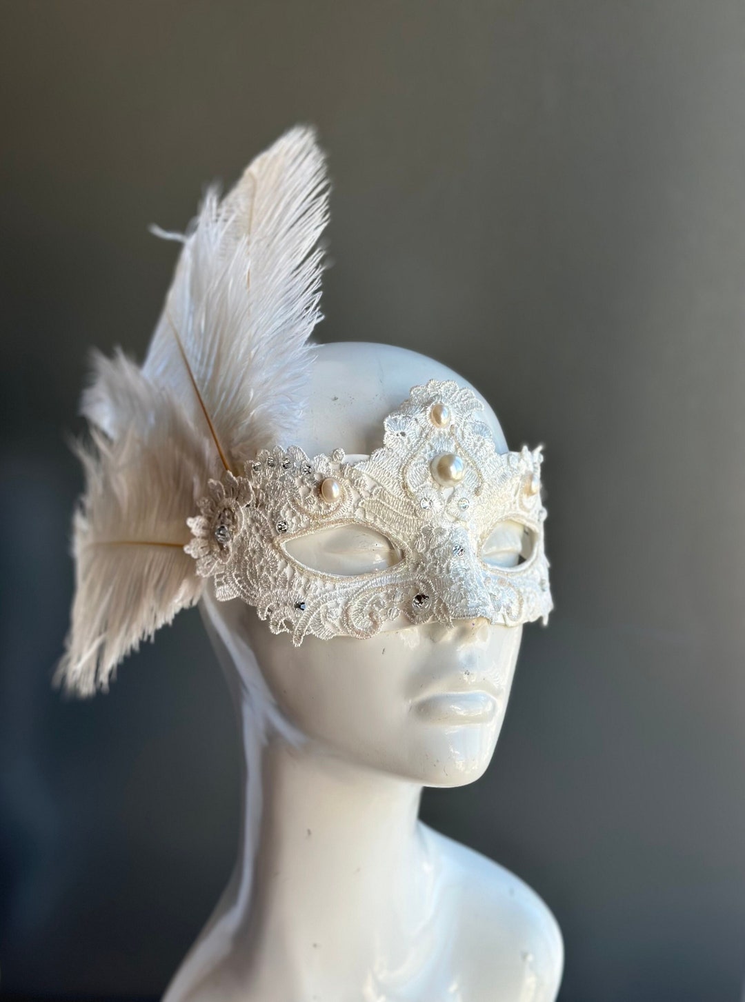 White Women Masquerade Masks - Roaring 20s Mask - White Bridal Mask ...