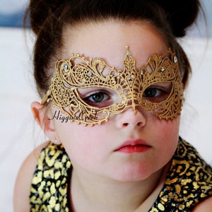 Gold Girls Mask, Children's Masquerade Mask, Girl's Costume Mask, Kid's ...