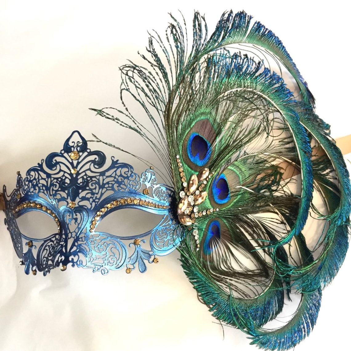 Navy Masquerade Mask Women Navy Blue Peacock Feather Mask - Etsy Ireland