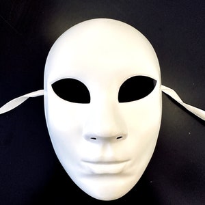 White Full Face Costume Mask, Cosplay Mask, DIY Mask, White Blank Mask ...