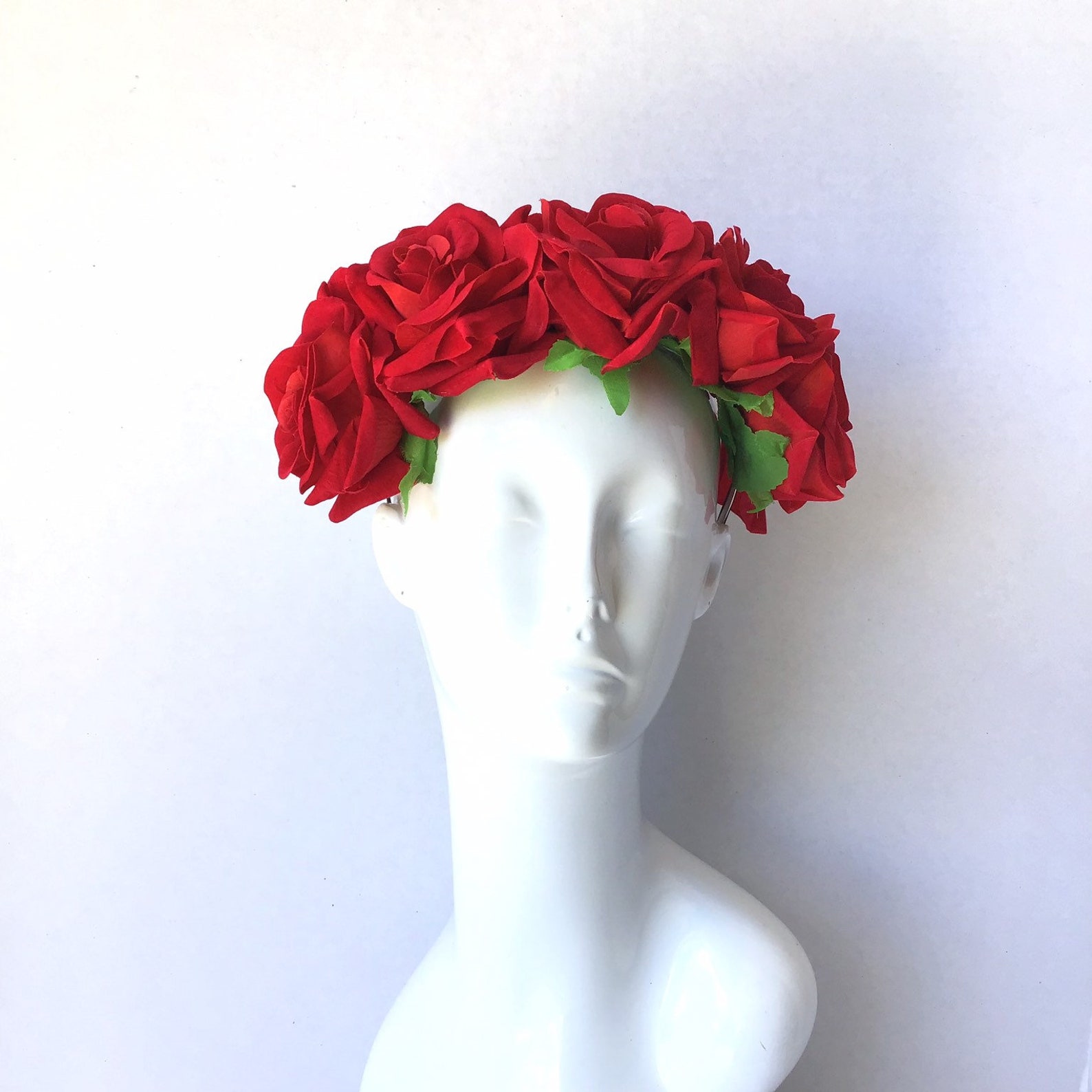 Dark Red Rose Hairpiece, Rose Crown Photography Props, Flower Headpiece ...