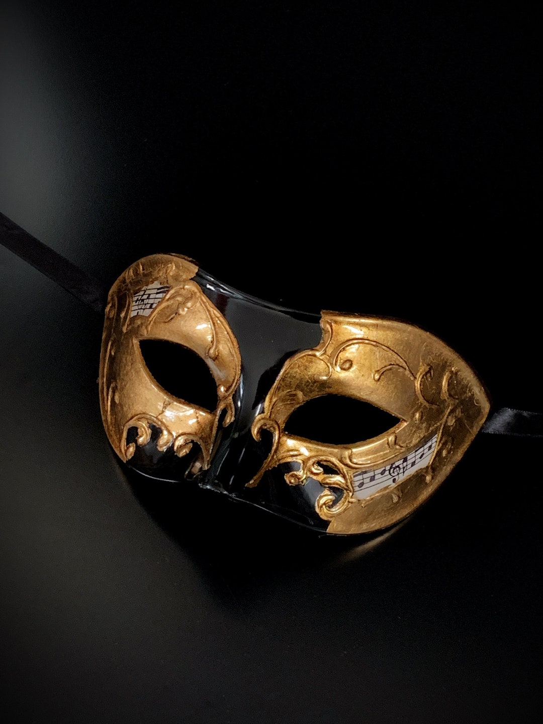 Black Gold Masquerade Mask Men Classic Venetian Design Masked Ball ...