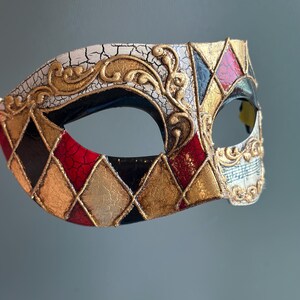 Red Mens Masquerade Mask, Harlequin Mask, Venetian Masquerade Mask ...