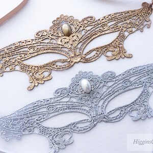 PEARL Lace Mask, Gold Silver Lace Masquerade Mask, Womens Mask, Gold ...