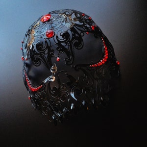 Skull Masquerade Mask Men, Red Skull Mask Halloween, Mens Masquerade ...