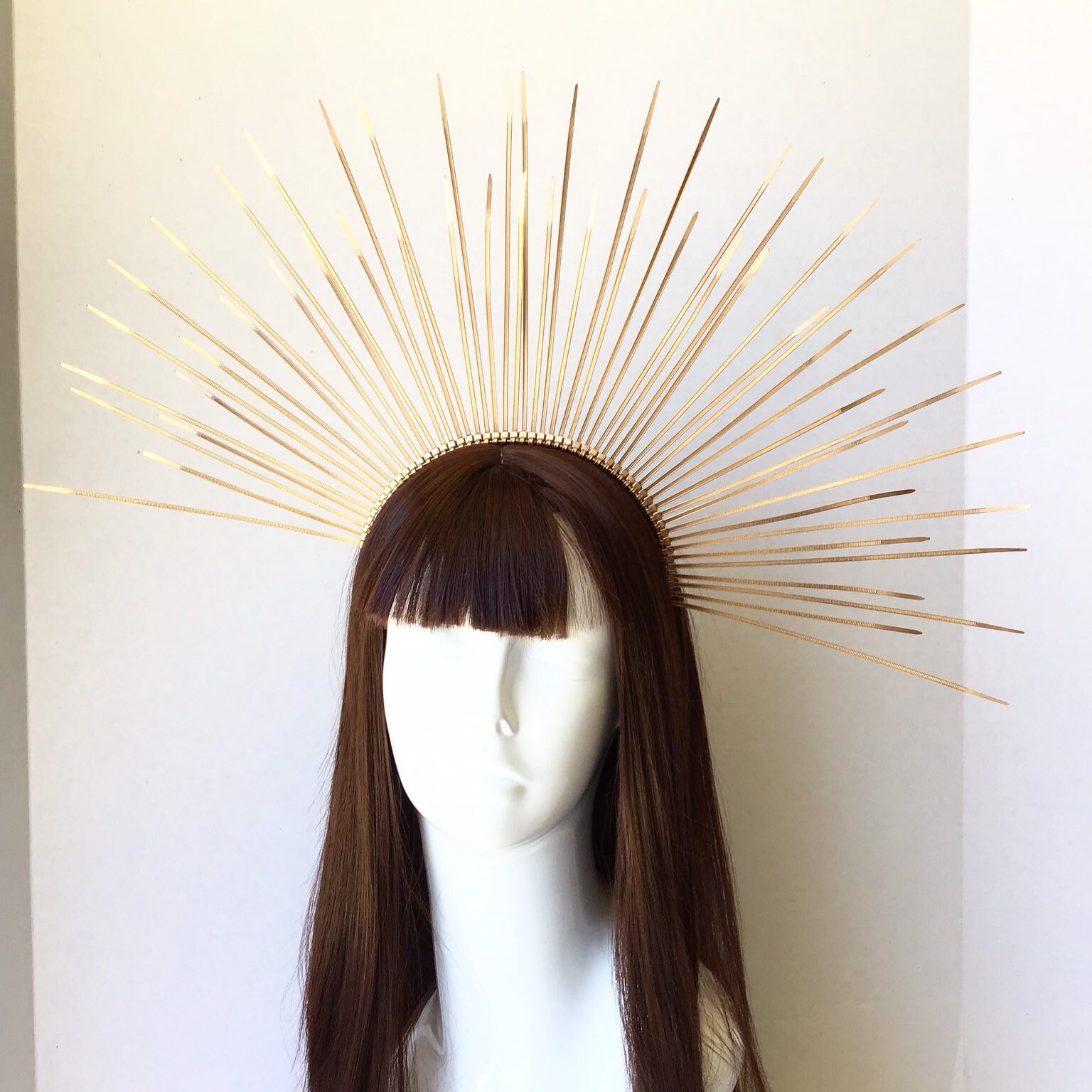 Sunburst Crown L Zip Tie Saint Headpiece L Gold Spiked Halo Headdress L ...