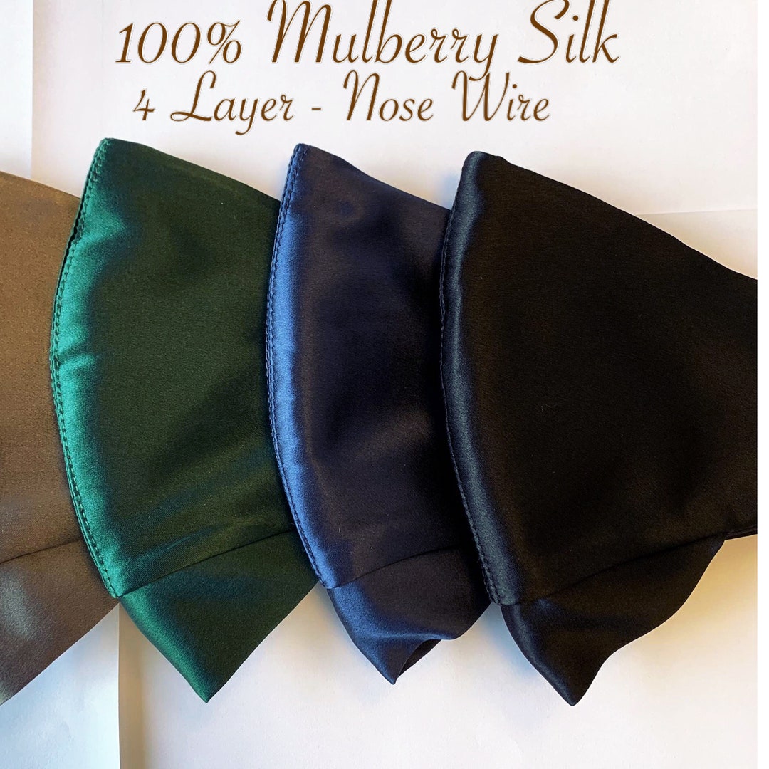 Wedding Silk Masks 4 Layer Nose Wire Mulberry Silk Mask Grey Wedding ...