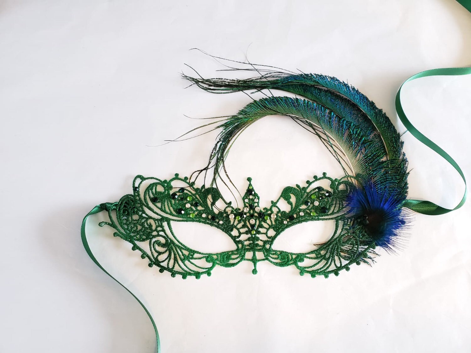 Emerald Green Masquerade Mask Woman, Emerald Green Lace Mask With ...