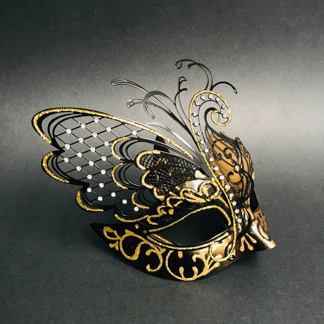 Gold Black Masquerade Mask Filigree Women's Masquerade Mask, New Years ...