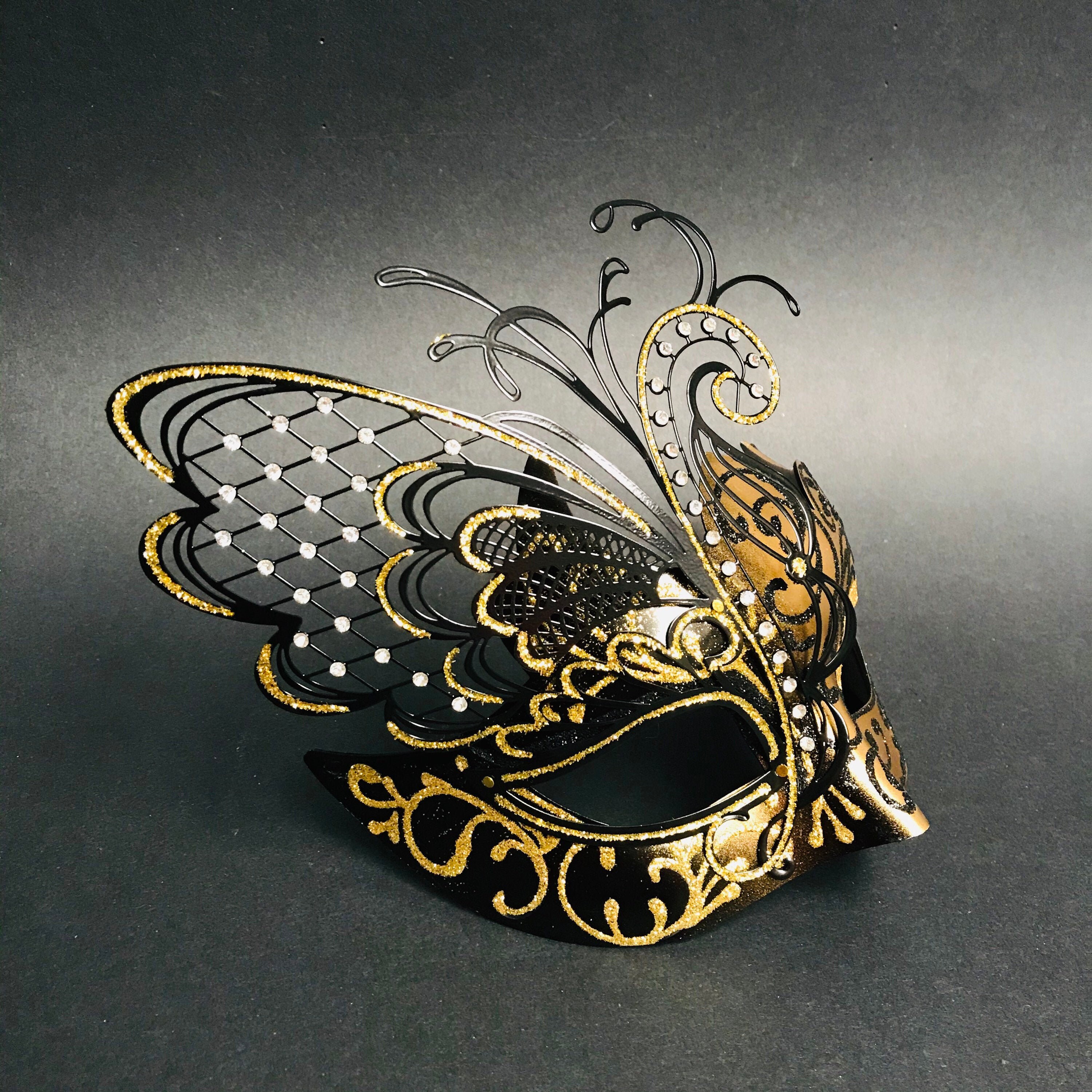 Butterfly Wing Filigree Masquerade Mask With Rhinestones - Etsy